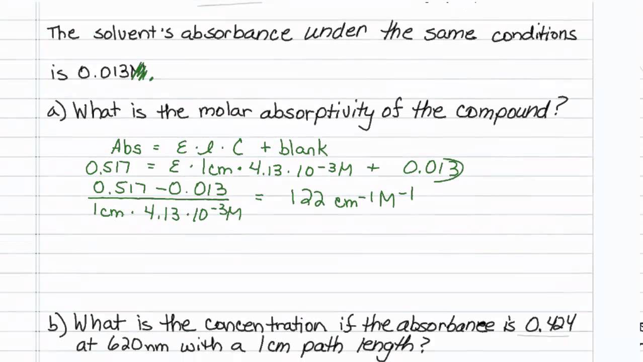 molar absorptivity - YouTube