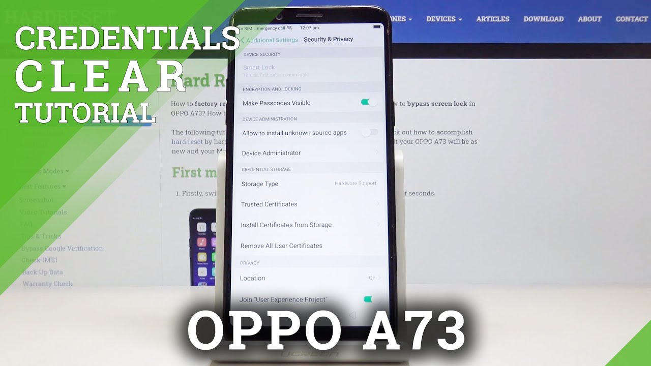 How to Clear Credentials in OPPO A73 – Remove All Certificates - YouTube
