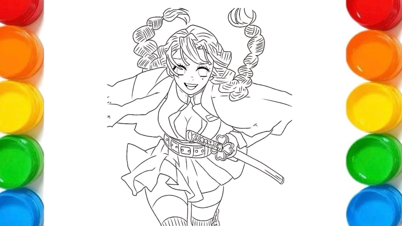 Colouring Mitsuri Kanroji from Demon Slayer|Easy Step By Step Coloring ...