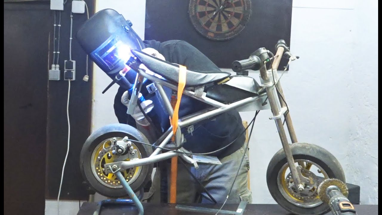 Tig welding the seat on the pocket bike / mini bike - YouTube