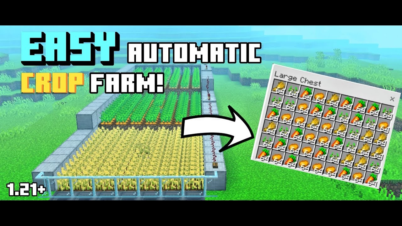 EASY! Automatic Crop Farm Design In Minecraft Bedrock/Java 1.21+ - YouTube