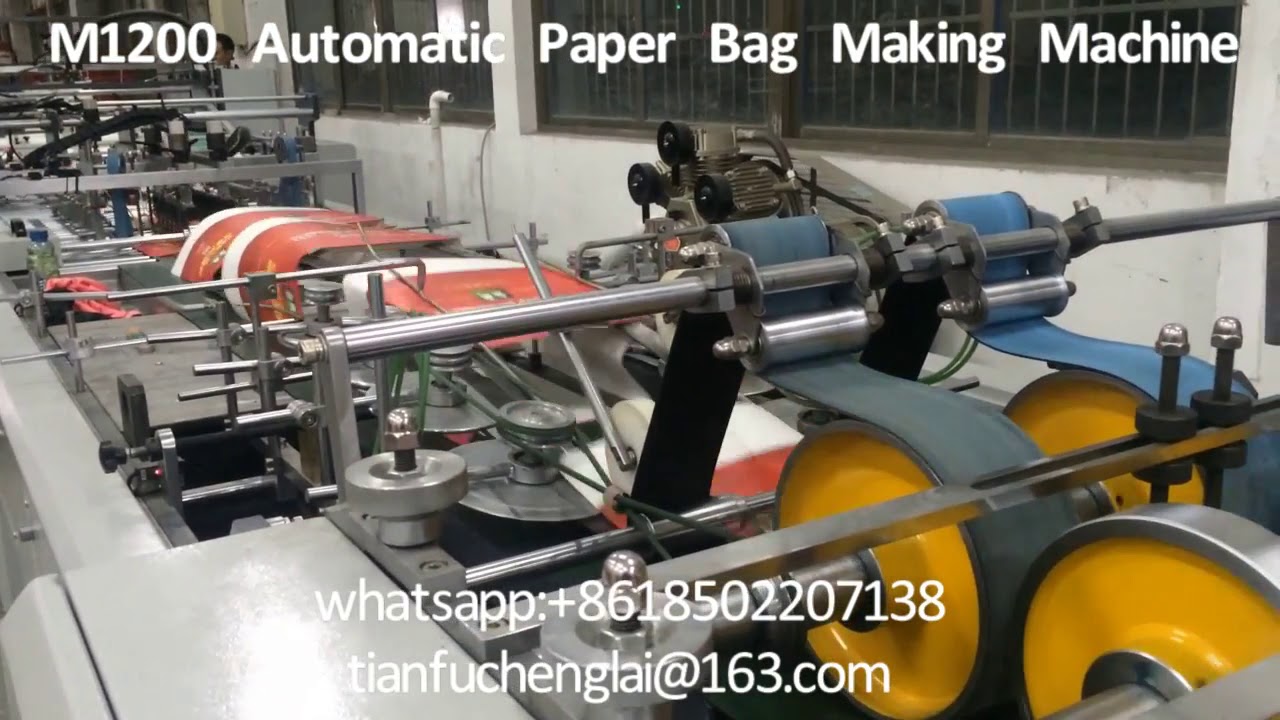 M1200 Automatic Paper Bag Making machine - YouTube