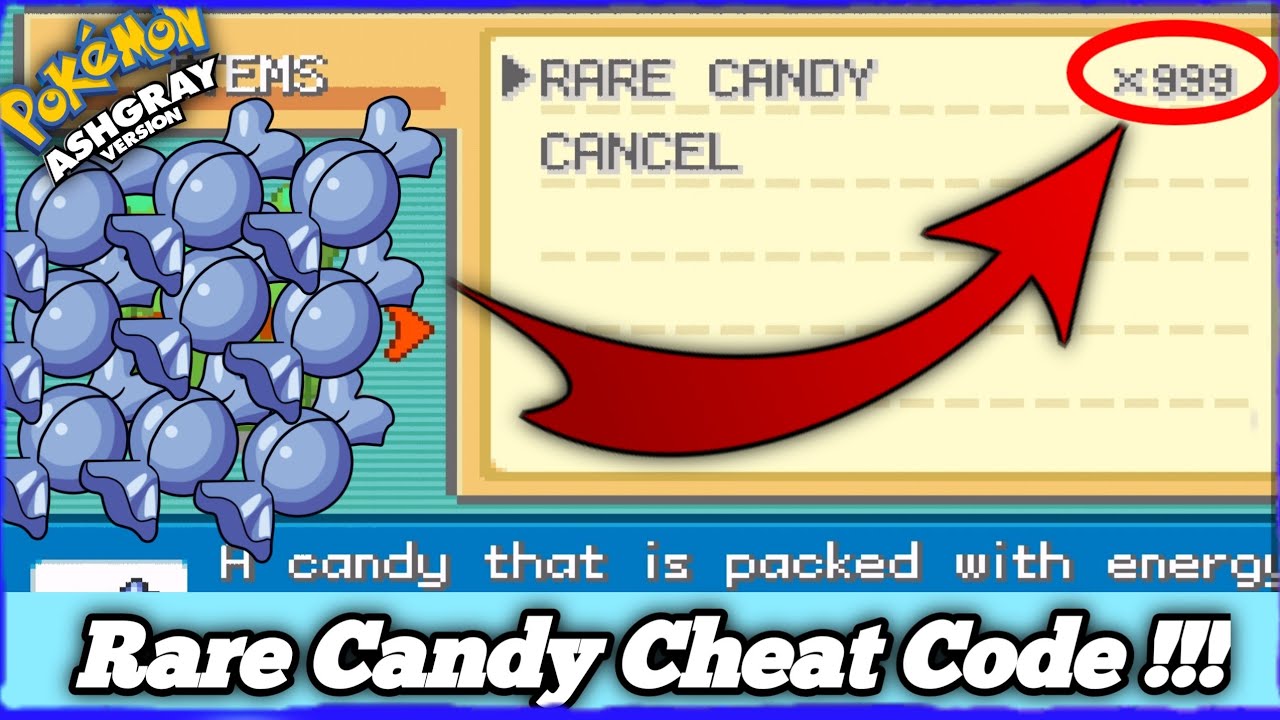 Pokemon Ash Gray Rare Candy Cheat || Rare Candy Cheat Code || Pokemon ...
