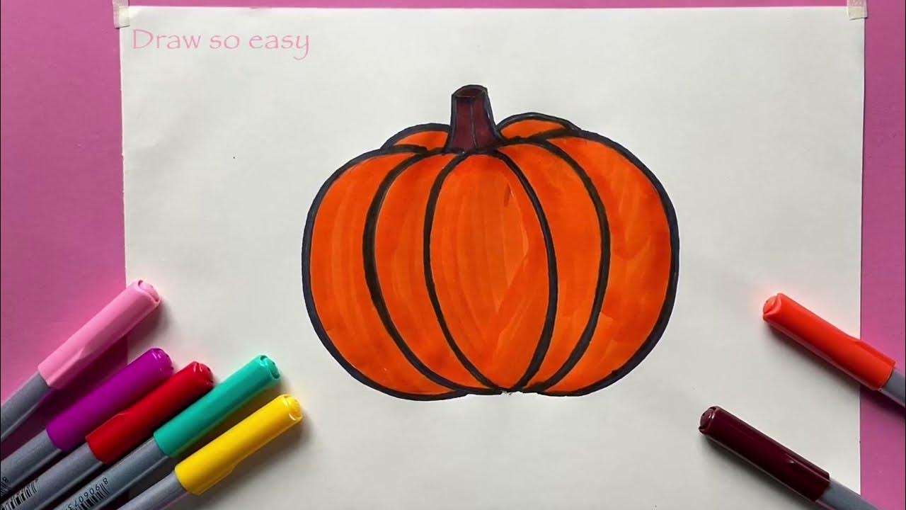 How to draw pumpkin |Easy pumpkin drawing for kids _29 - YouTube