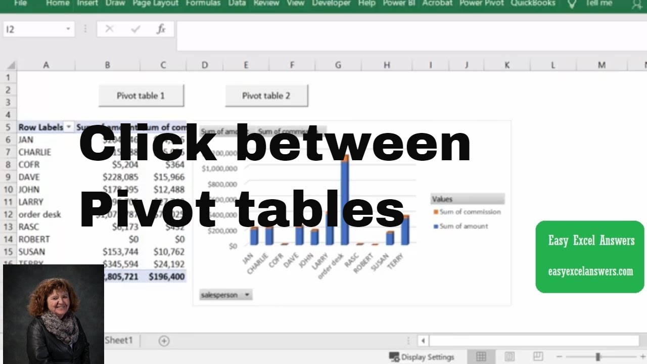 How to click between Pivot tables in Excel - YouTube