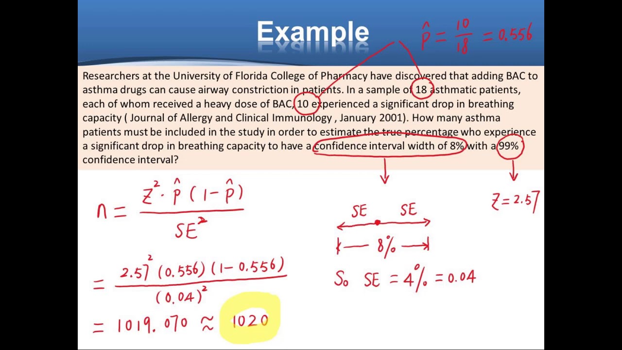 video chapter 7 examples for sample size - YouTube