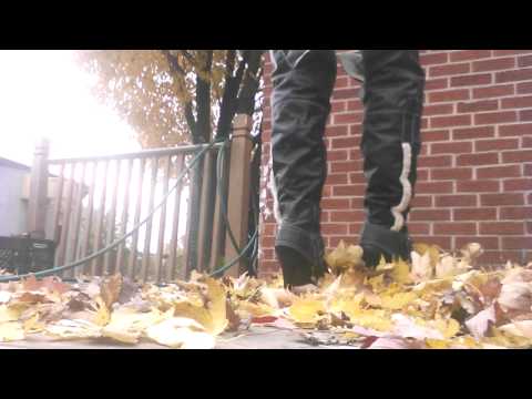 Stiletto boot fetish leaf crushing trampling ASMR