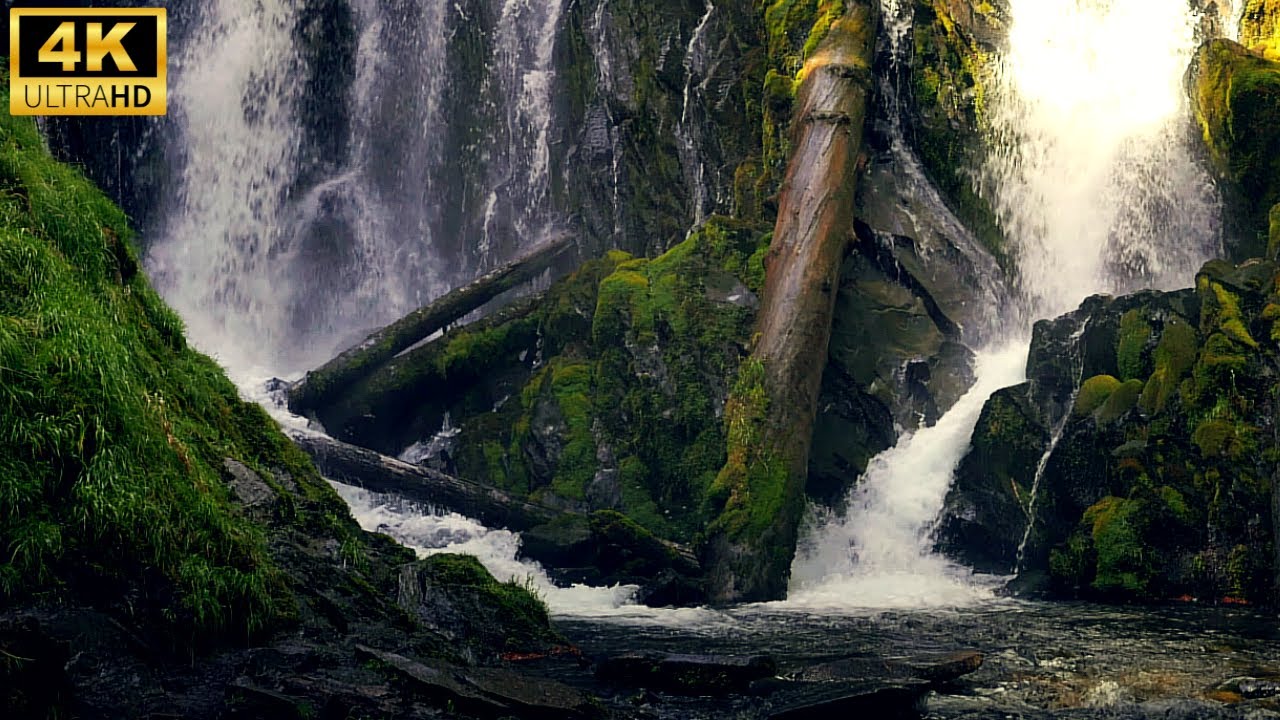 🌿🏞️ 4K Amazing Waterfall in Nature | Relaxation Calming Video with ...