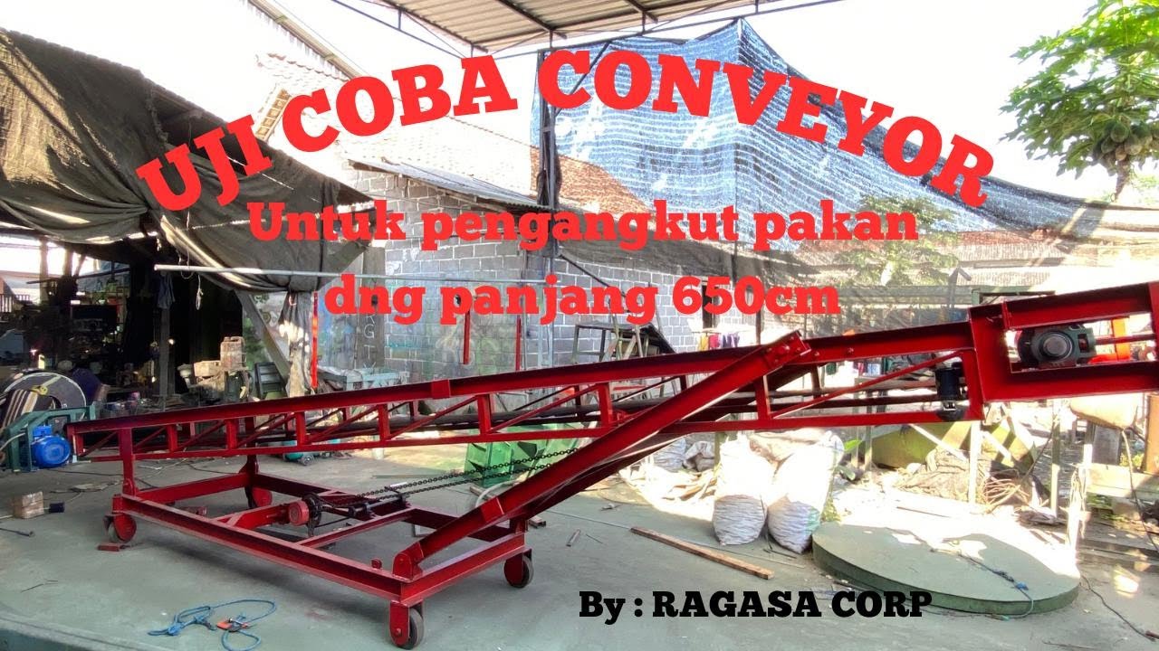 UJI COBA CONVEYOR PENGANGKUT PAKAN - YouTube