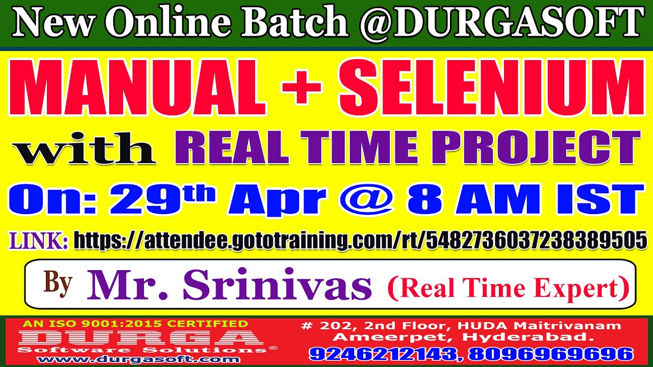 MANUAL + SELENIUM with Real Time Project Online Training @ DURGASOFT ...