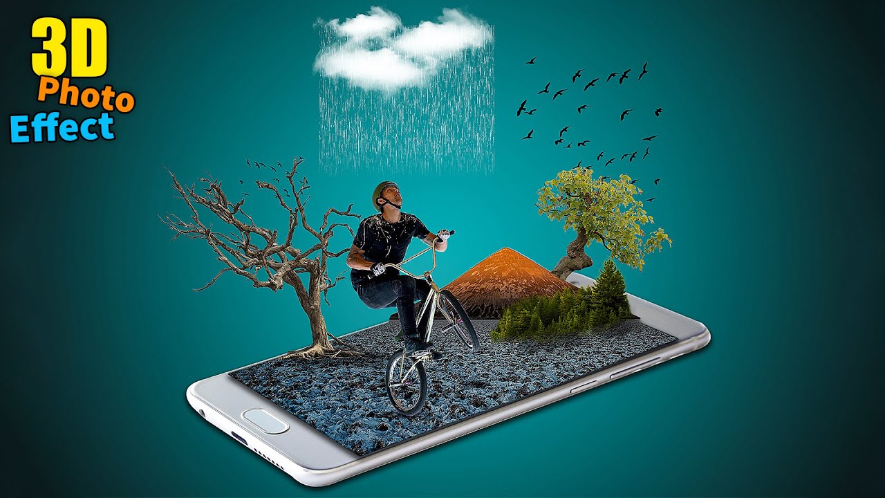 3D Land On Mobile Pop Out Effect|3D Photo Effect In Photoshop ...