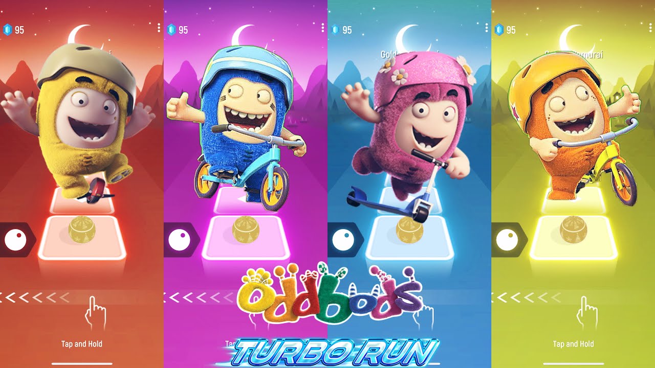 Oddbods Family : Bubbles Run vs Pogo Run vs Newt Run vs Slick Run ...