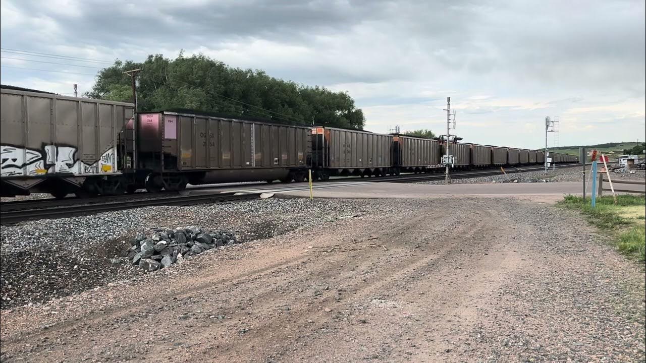 BNSF #8545 leads a southbound loaded coal train slowly the top of the grade at Palmer Lake. 6/14 ...