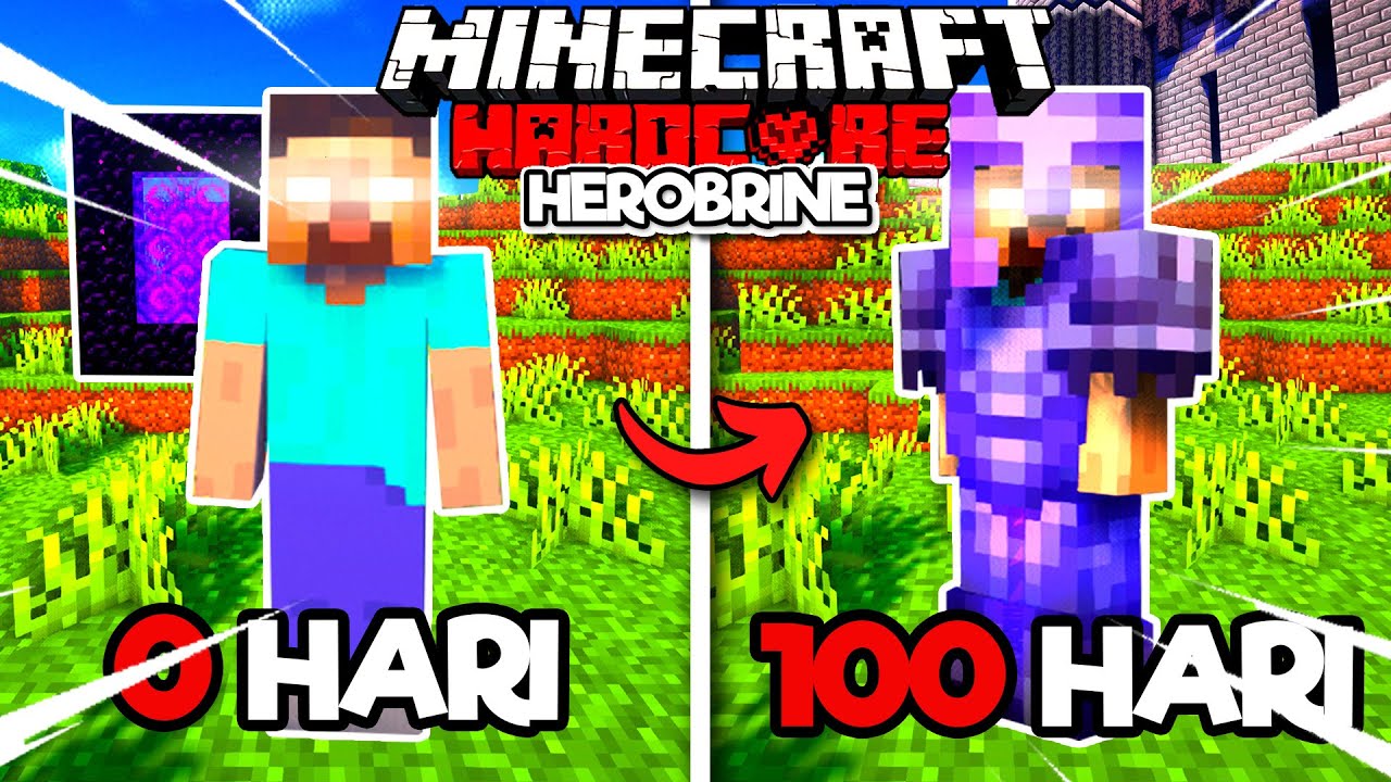 100 HARI MINECRAFT HARDCORE HEROBRINE - YouTube
