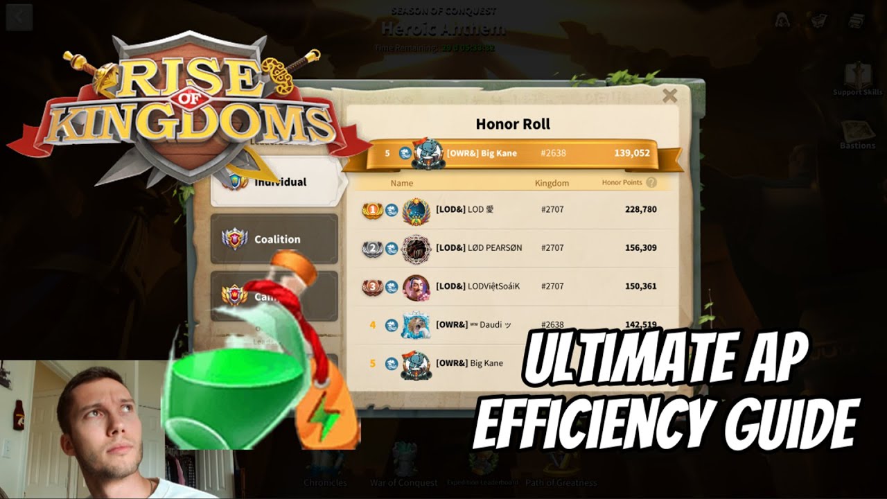 Ultimate AP Efficiency Guide - RoK Season of Conquest. Honor vs Rewards ...