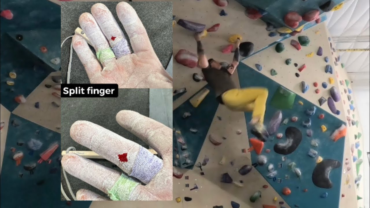 V5 Fail No excuse finger split | campus crux | Grotto Climbing - YouTube
