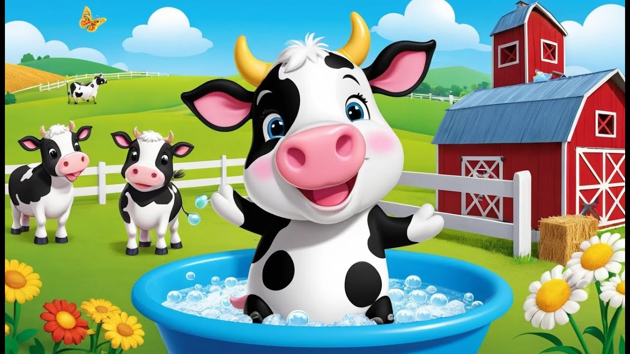 Cow in a Bathtub on Hay 🐮🛁🌾 | Funny Farm Song for Kids | Nursery Rhymes ...