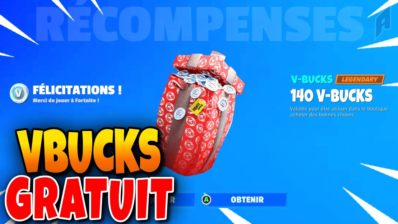 140 Vbucks GRATUIT Legit pour Tous Fortnite Saison 2 - YouTube