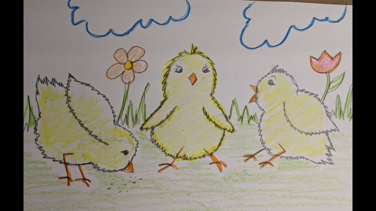 Drawing Baby Chicks K-1st grades - YouTube