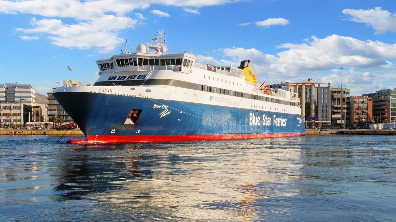 Blue Star Paros Leaving Athens Piraeus Port - YouTube