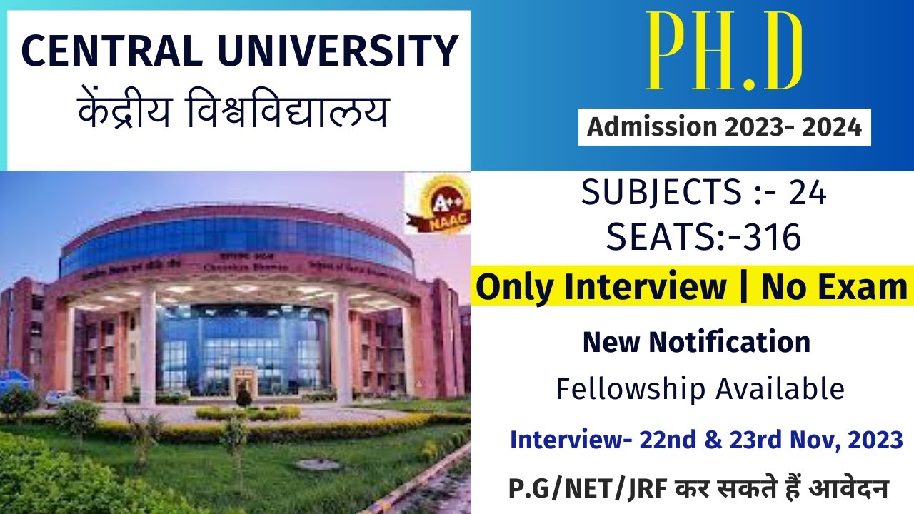 Central University PhD New application form 2023-24 |PhD admission 2023| CUSB PhD notification ...