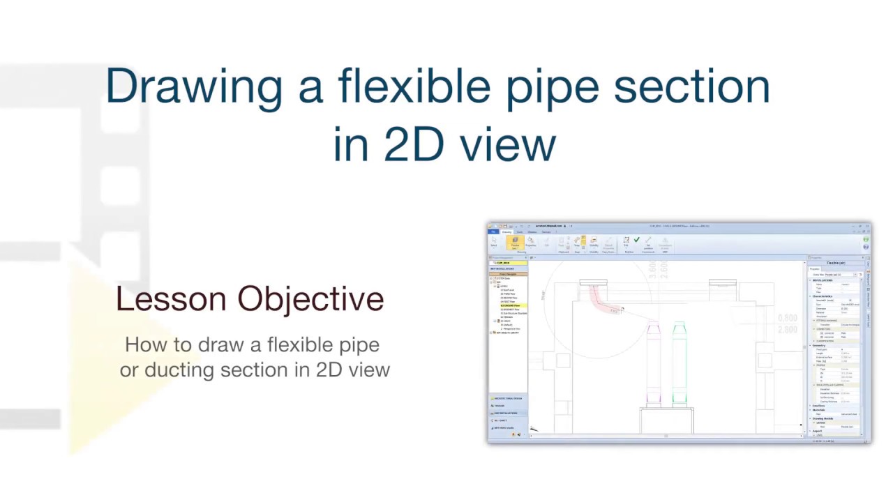 Edificius-MEP Tutorial - Drawing a flexible pipe section in 2D view - ACCA software - YouTube