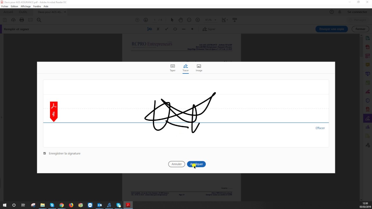 Paraphé et signé avec Adobe Acrobat Reader DC - YouTube