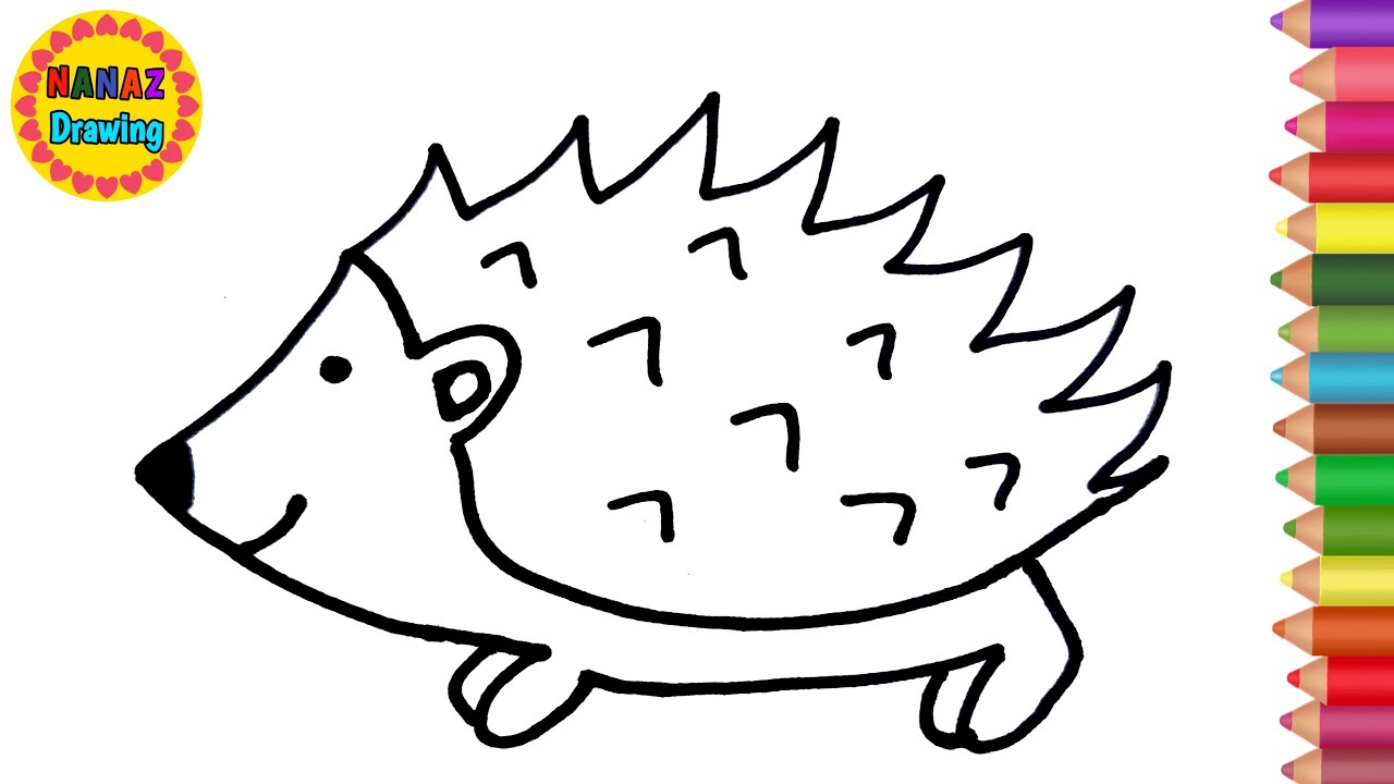 How To Draw A Cute Hedgehog Easy For Kids // Hedgehog 🦔 drawing easy ...