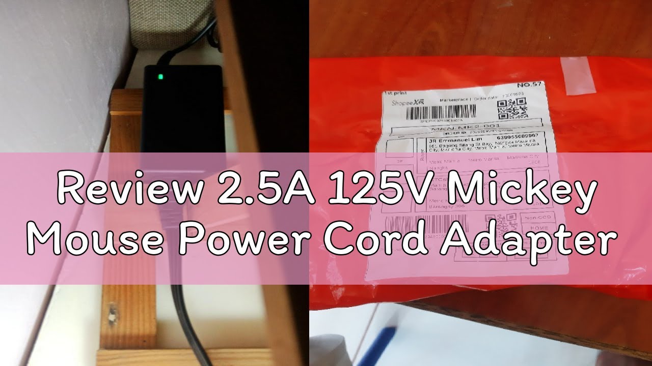 Review 2.5A 125V Mickey Mouse Power Cord Adapter - YouTube