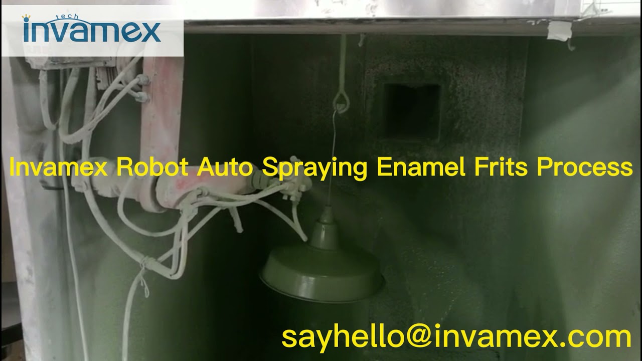 Invamex Robot Auto Spraying Enamel Frits Process - YouTube