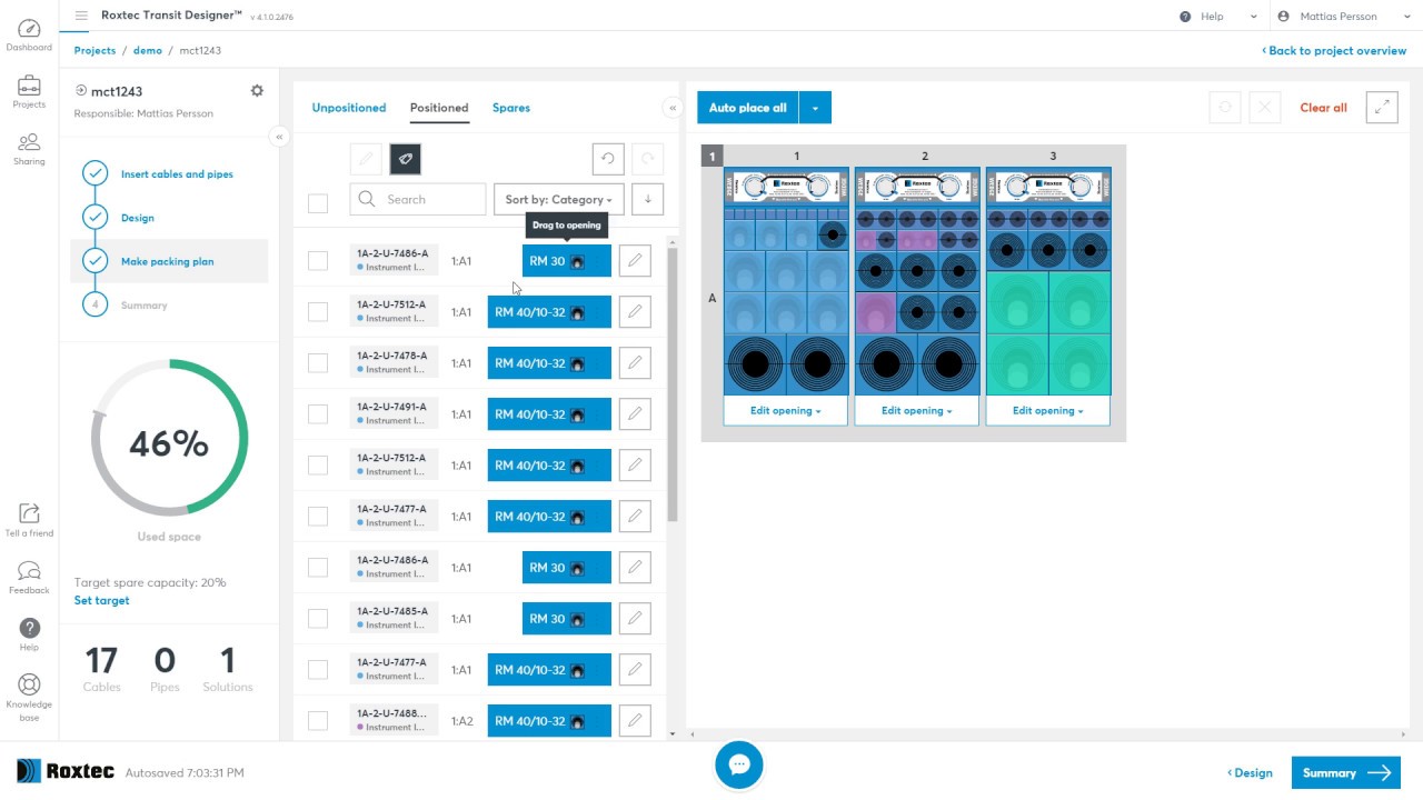 How to use the packing plan in Roxtec Transit Designer™ - YouTube