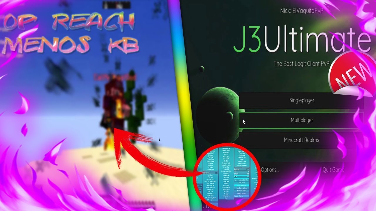 COMO AUMENTAR EL REACH EN MINECRAFT 1.7.10 SIN LAG |NEW J3 Ultimate ...