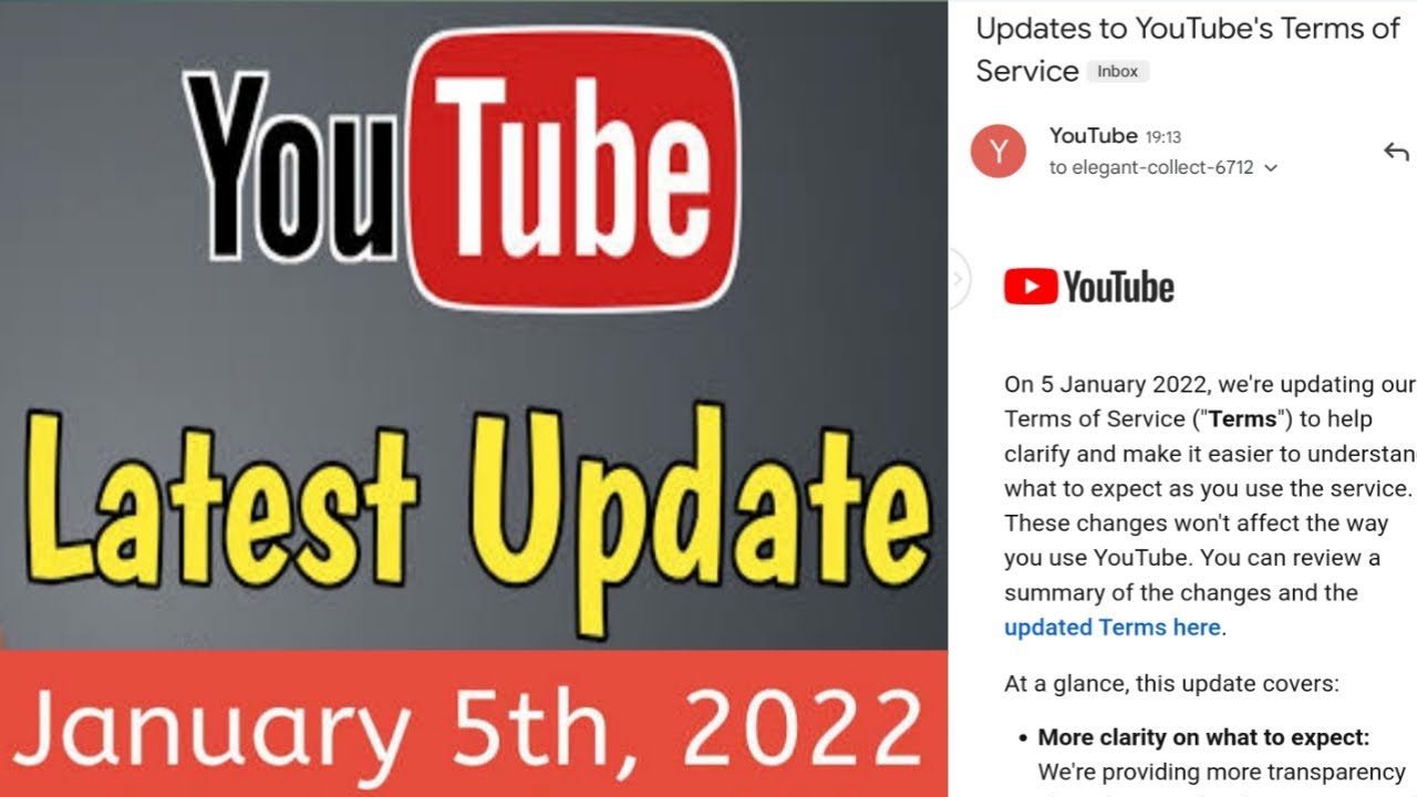 Updates to YouTube's Terms of Service||5 January 2022 Youtube Update ...