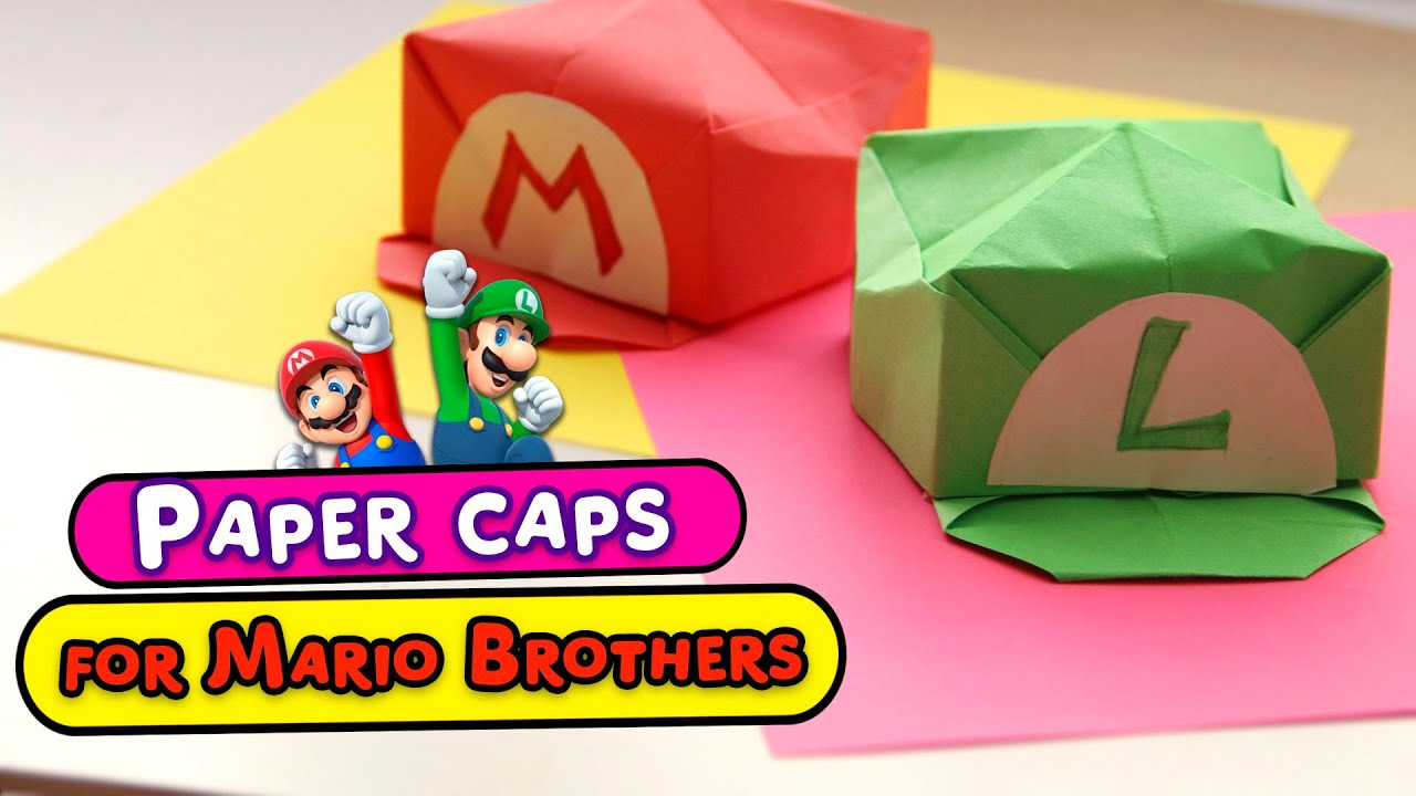 DIY Funny Mario & Luigi Origami Caps | Super Mario Bros Inspired Paper ...