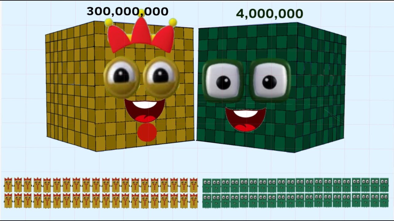 Numberblocks 3 and 4 are calculated one by one untill the values is 300 ...