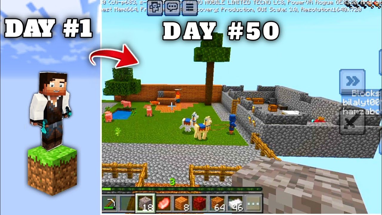 Minecraft One Block Day 1 To Day 50 Challange | Bilal Playz New Video ...