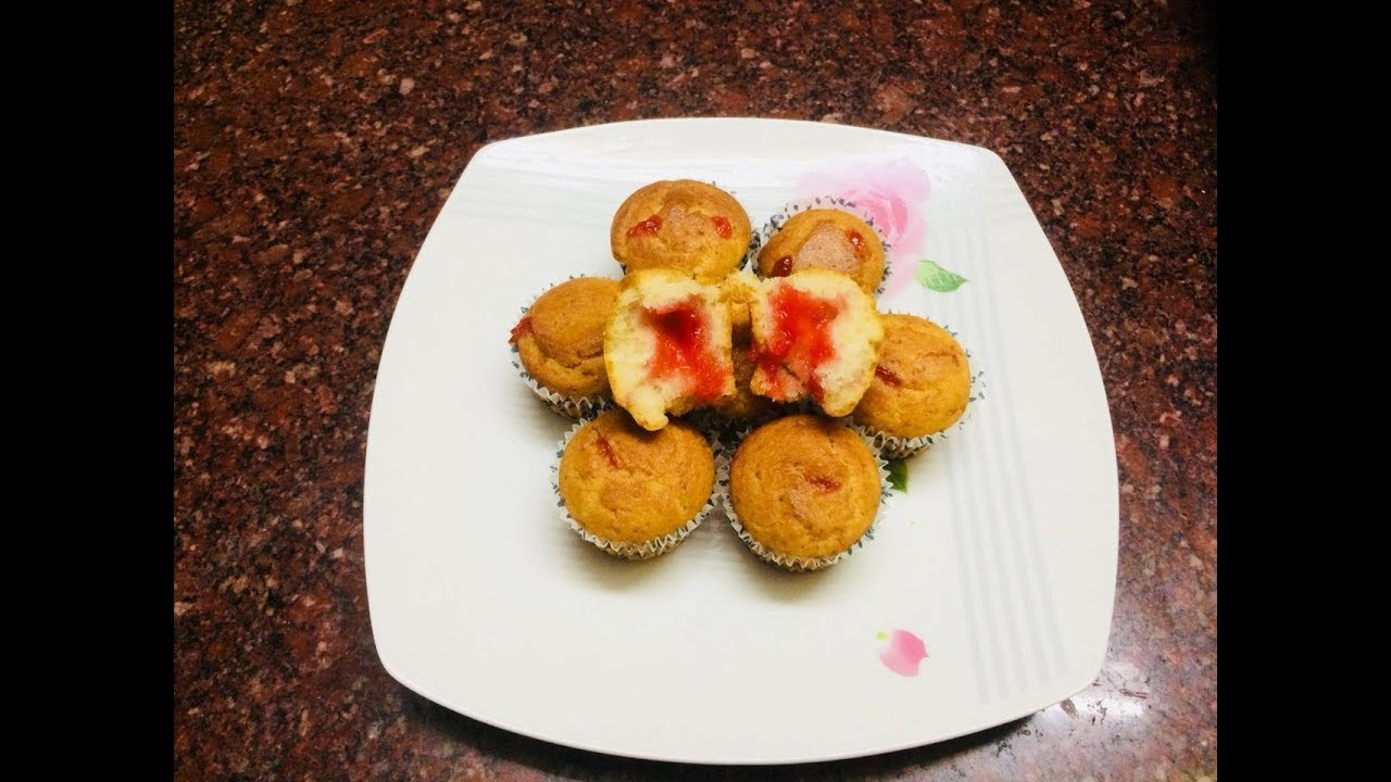 Jam Filled Cupcake / Eggless Jam Filled Cup cake - YouTube