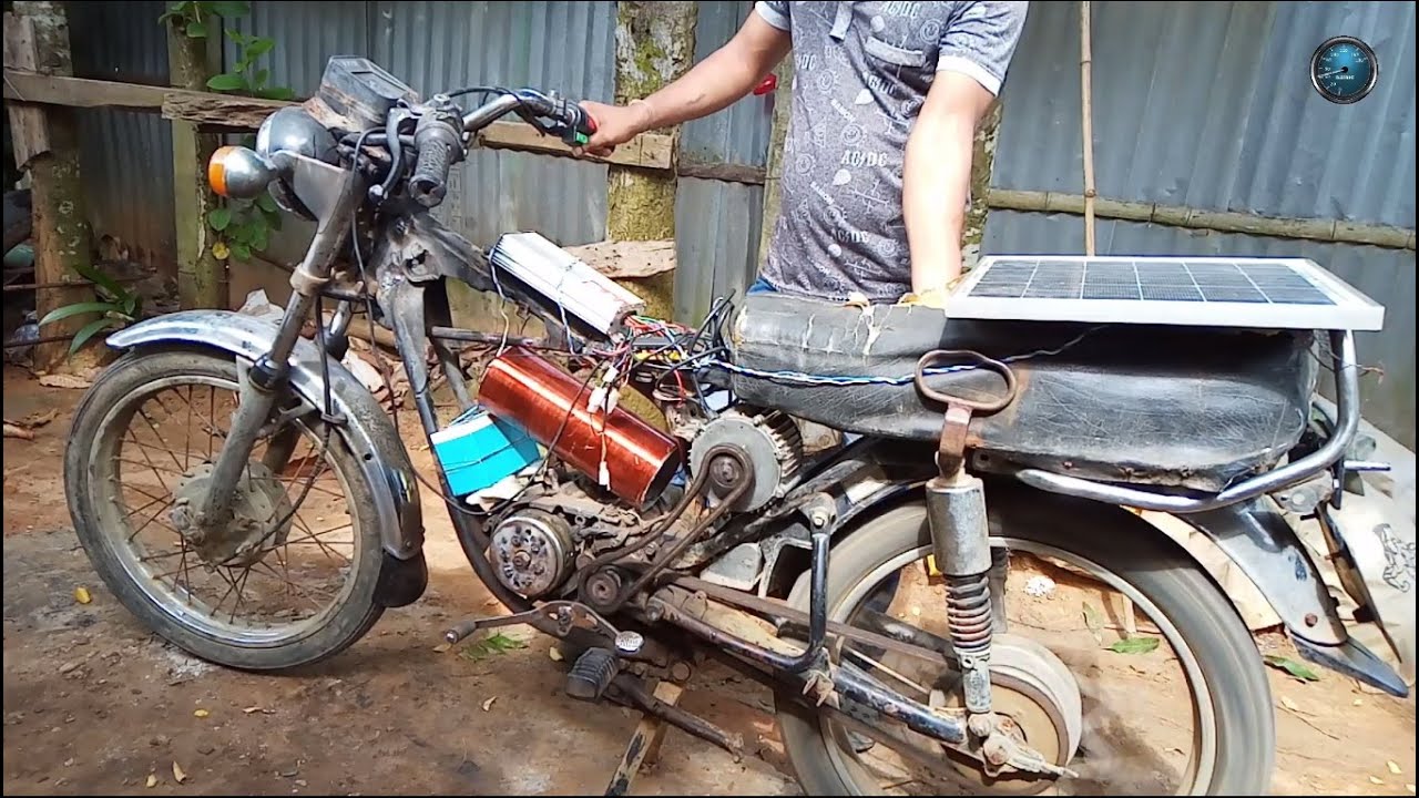 how to make solar electric bike 48 volt easy at home - YouTube