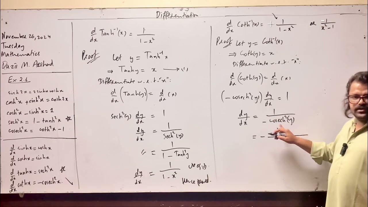 Derivatives of inverse hyperbolic functions tanh^-1(x) and coth^-1(x ...