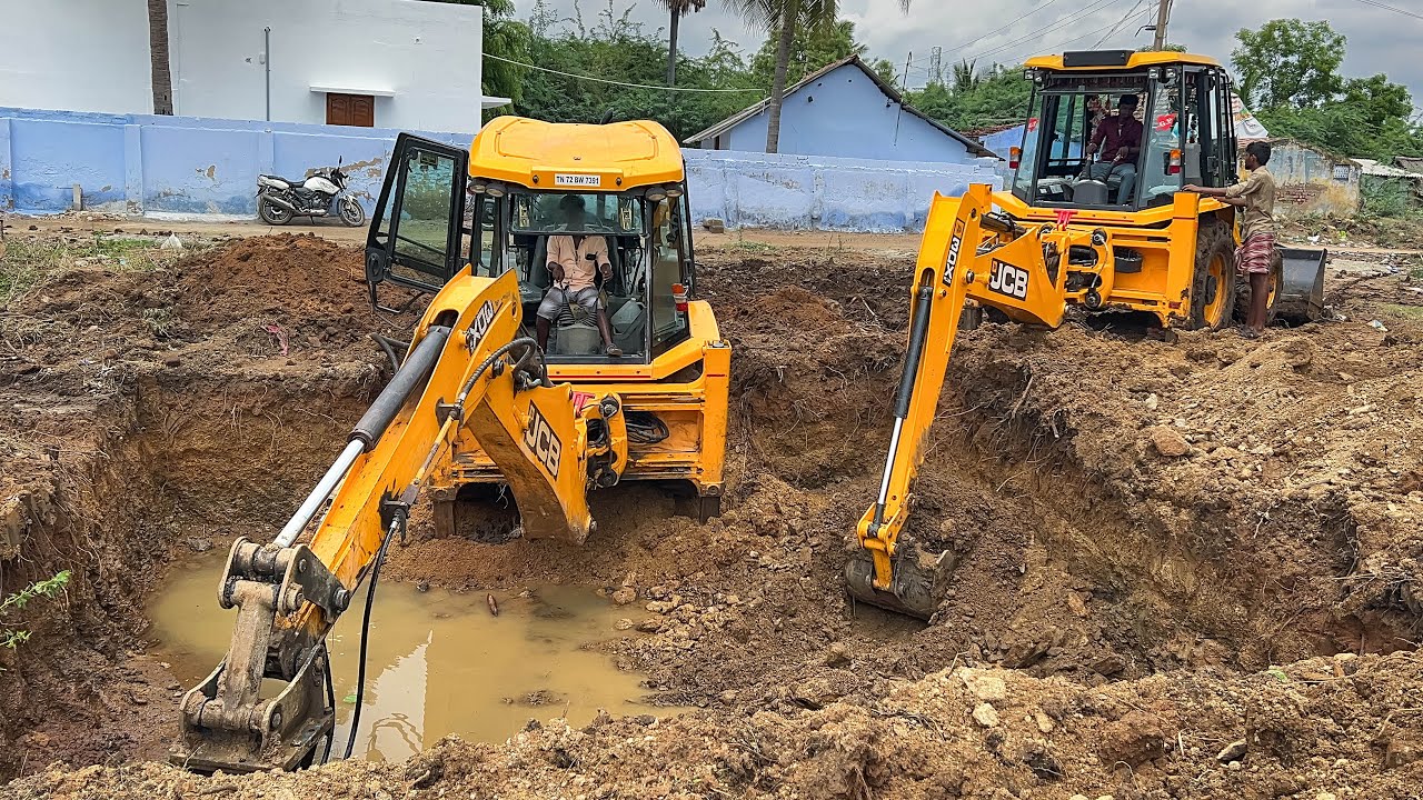 JCB 3DX Plus and Xtra Breaker Dig New Water Tank Foundation Working ...