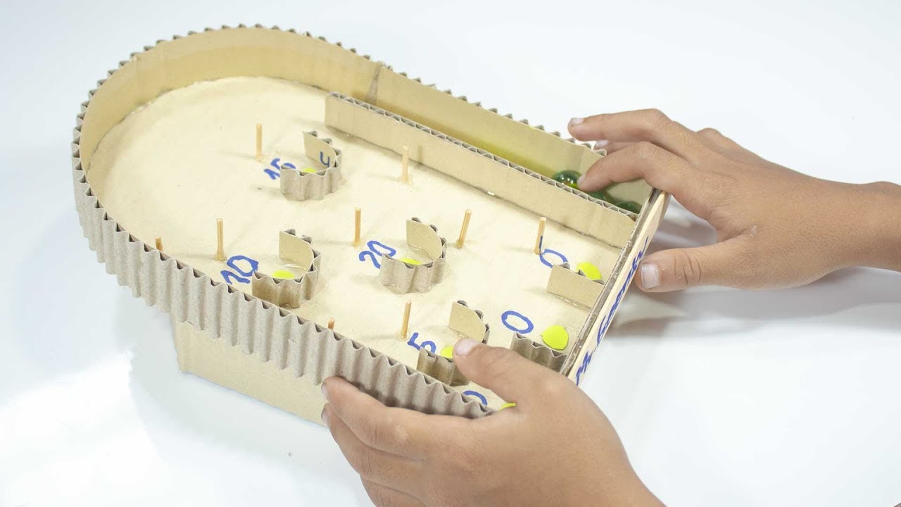 How to make Marble Pinball Game with Cardboard easy at home - YouTube