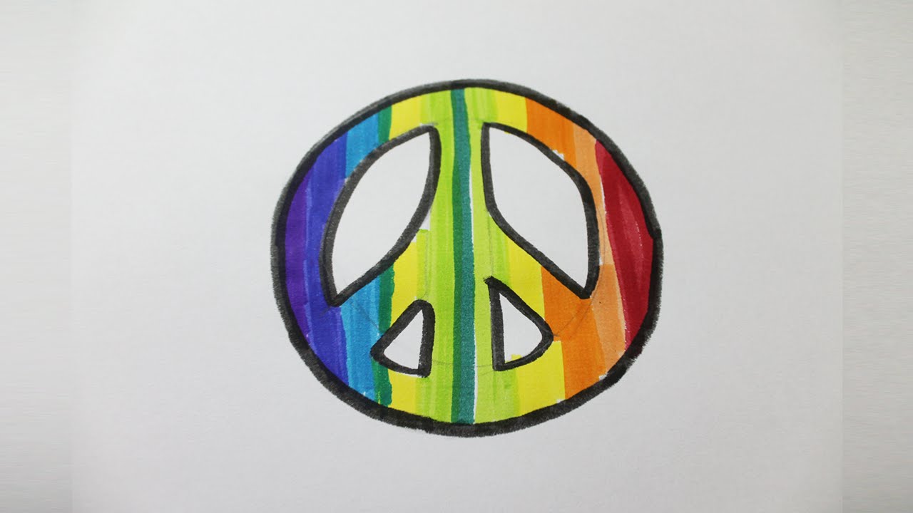 How to draw a rainbow peace sign - YouTube