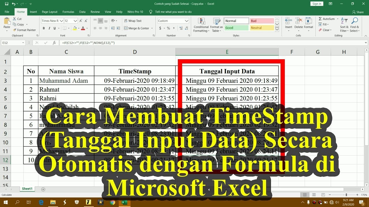 Cara Membuat TimeStamp Tanggal Input Data Secara Otomatis dengan ...