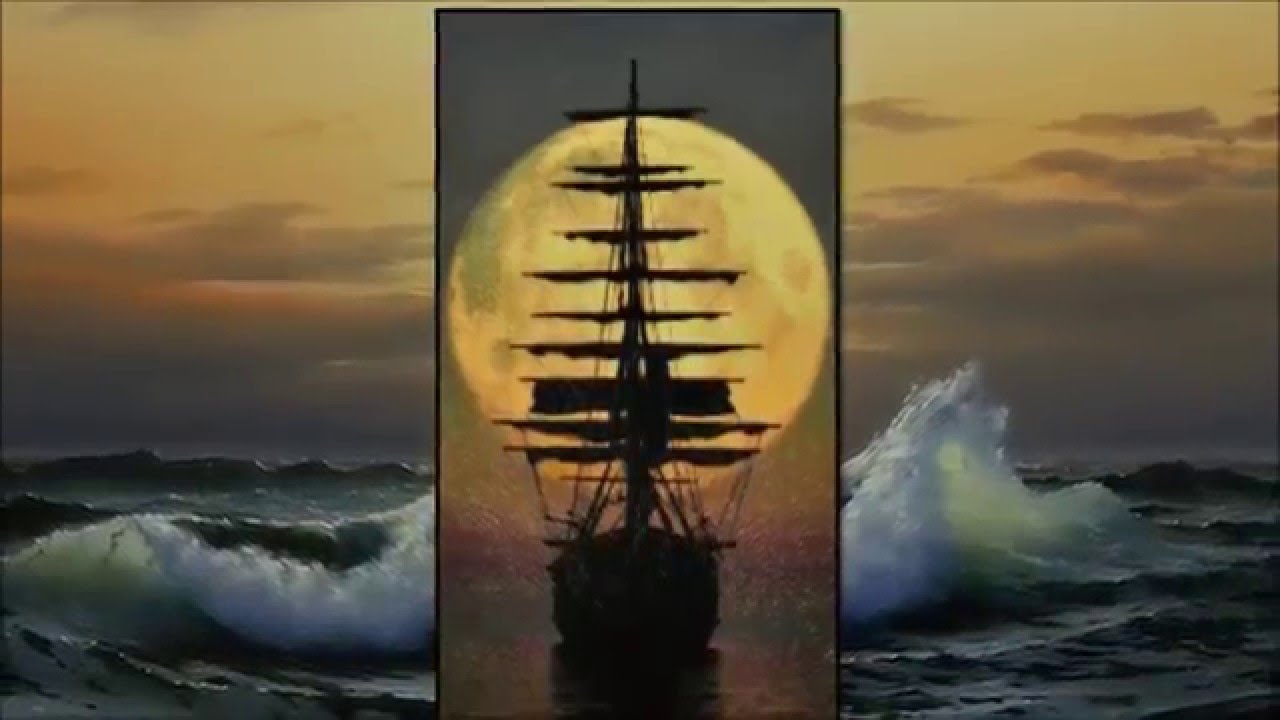 Full Moon Over The Night Sea And Old Sailing Ship. Mosaic 50*98 - YouTube