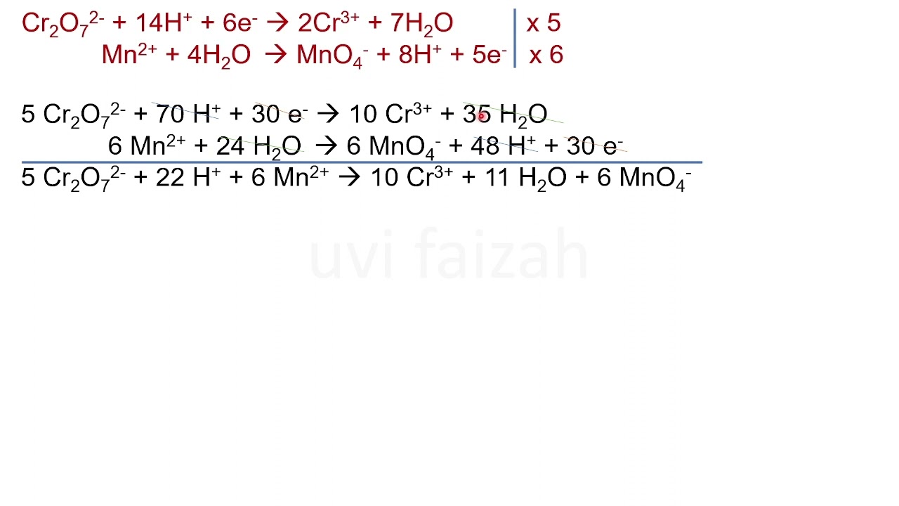 Diketahui Persamaan Reaksi Berikut Cr2O72 aq 14H aq 6e 2Cr3