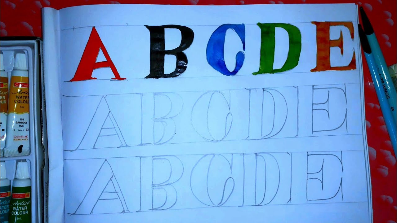 2d Drawing Letter A To E / How To Draw Capital Alphabet Lettering ...