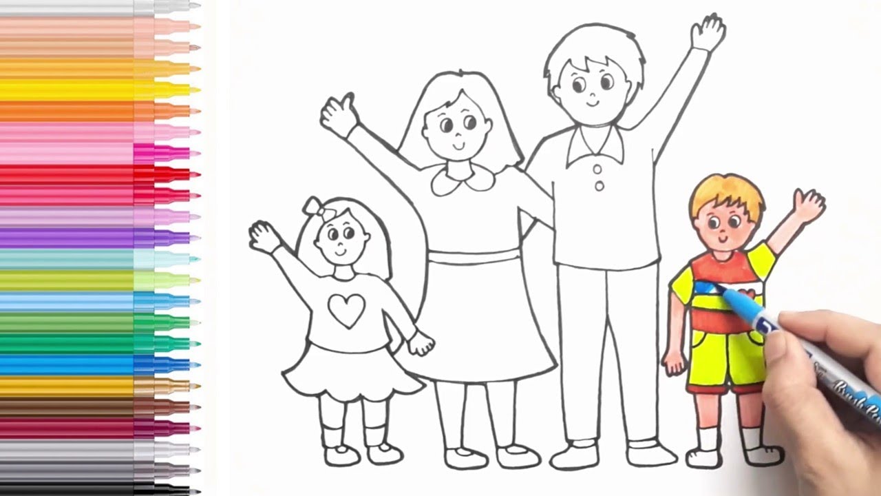 👨‍👩‍👧‍👦 Family Drawing, Painting and Coloring for Kids & Toddlers - YouTube