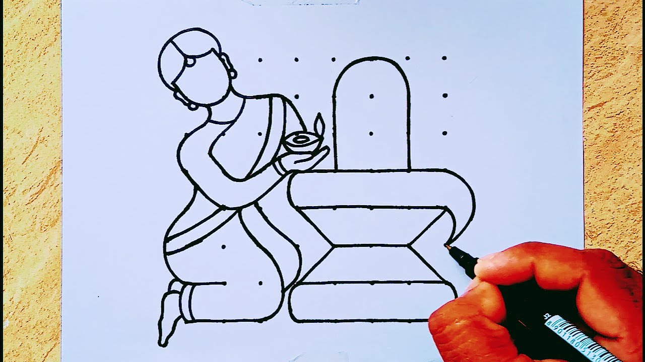 Maha Shivaratri Rangoli from 8×8 dots easy // Easy Shiva Lingam and ...
