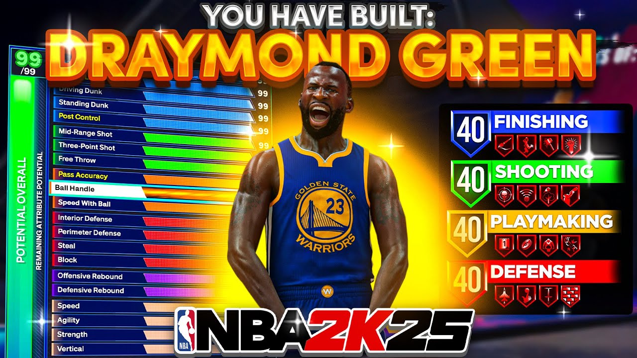 *NEW* DRAYMOND GREEN BUILD In NBA 2K25 | 92 REBOUND, 91 PERIMETER, HOF ...