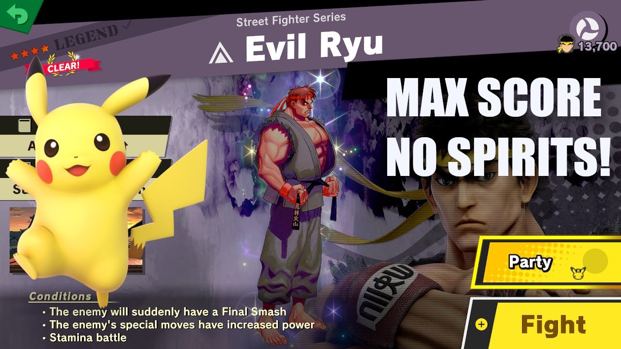 Super Smash Bros. Ultimate - Evil Ryu no Spirits (MAX SCORE, NO DAMAGE ...